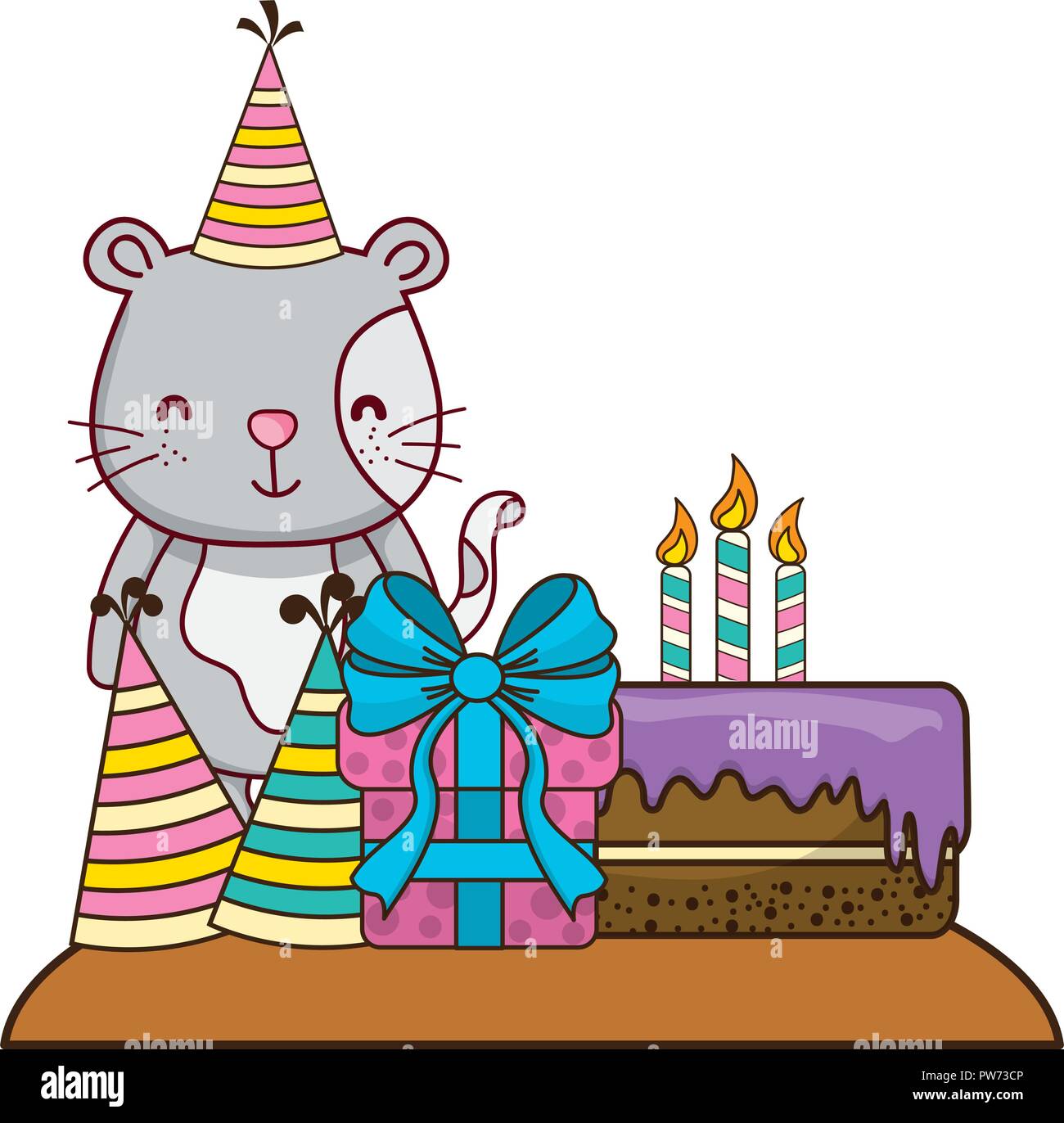 Happy birthday cute animal Stock Vector Image & Art - Alamy