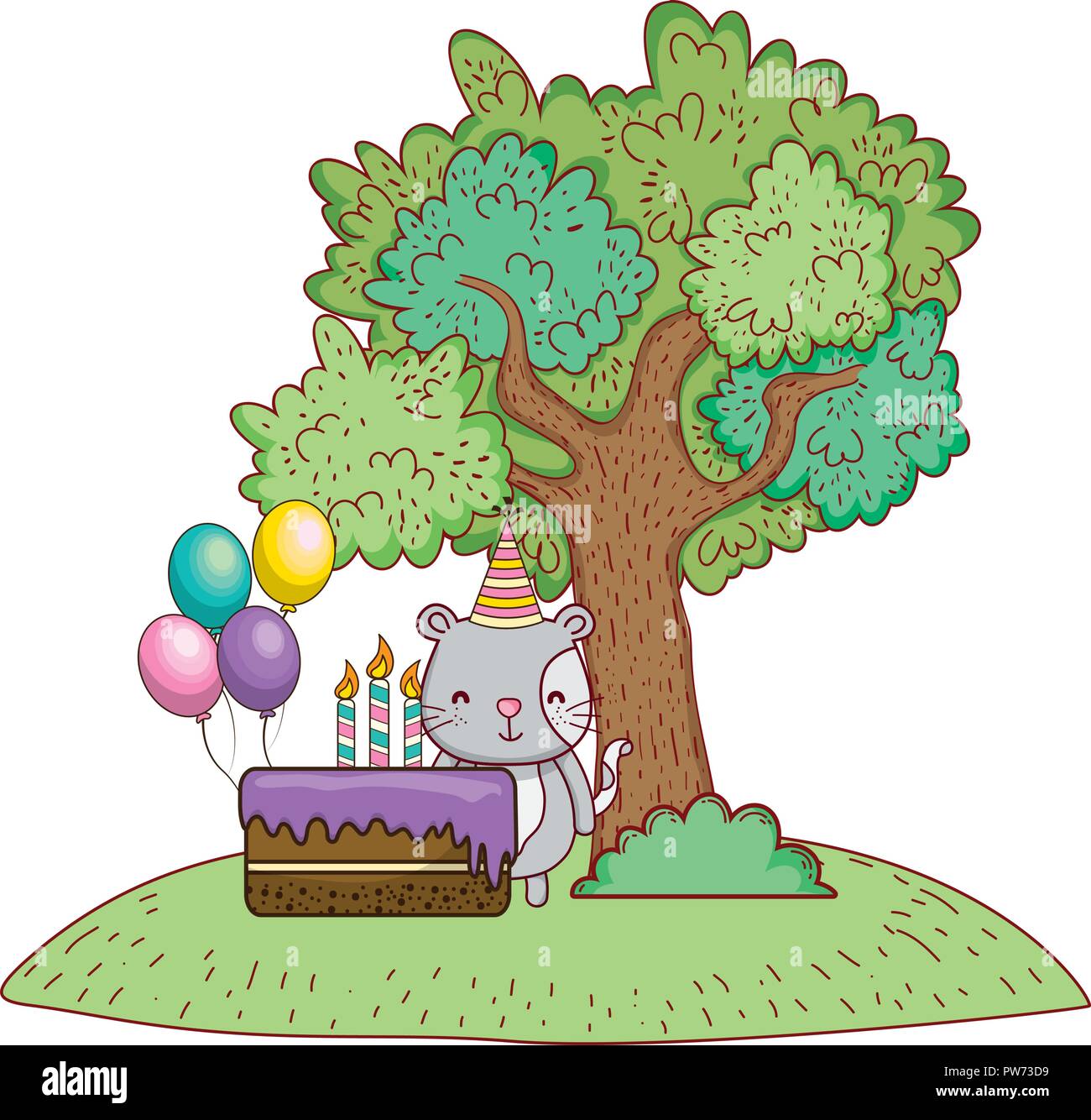 Happy birthday cute animal Stock Vector Image & Art - Alamy