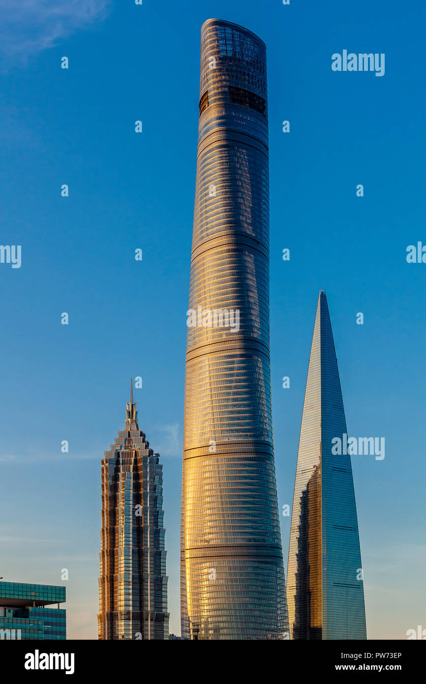 Shanghai, China - June 1 2018: The bund Shanghai aerial view of ...