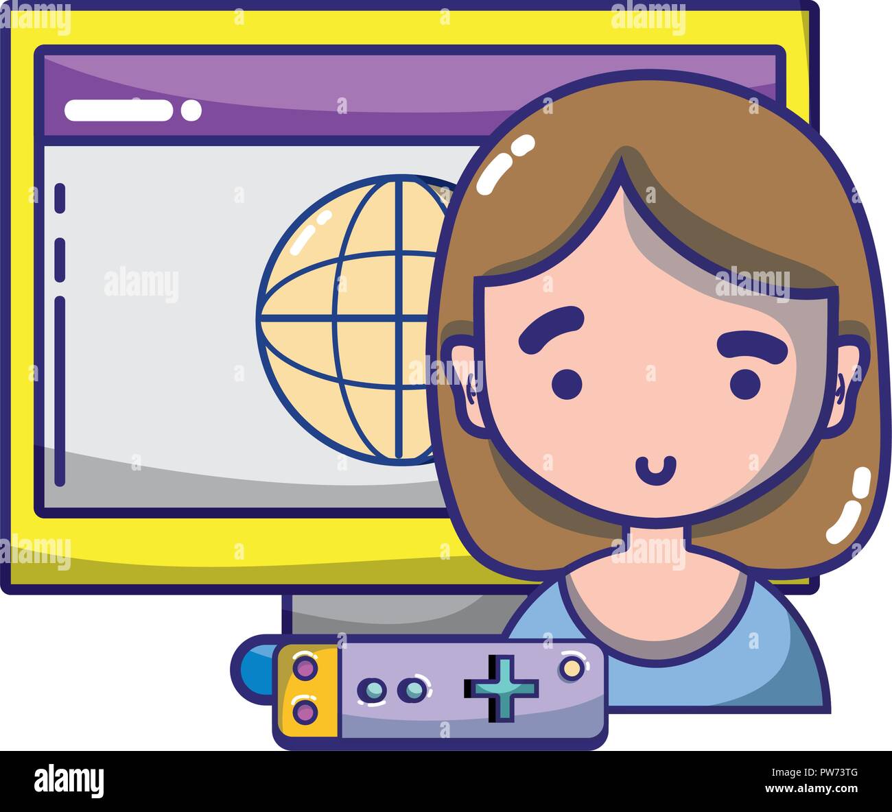 Video gaming console entertainment girl Stock Vector Images - Alamy