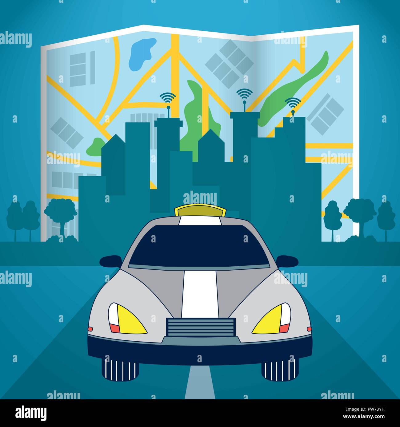 Autonomous Car technology Stock Vector Image & Art - Alamy