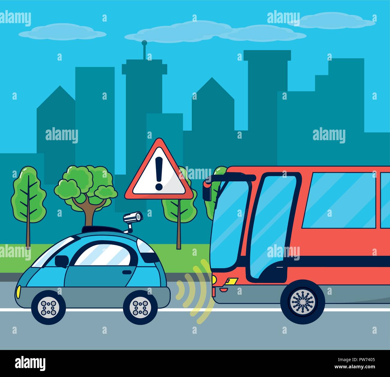 Autonomous electric bus Stock Vector Images - Alamy