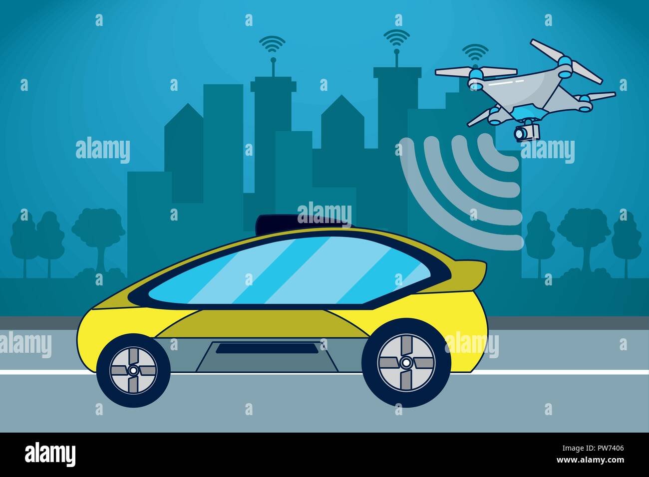 Autonomous Car technology Stock Vector Image & Art - Alamy