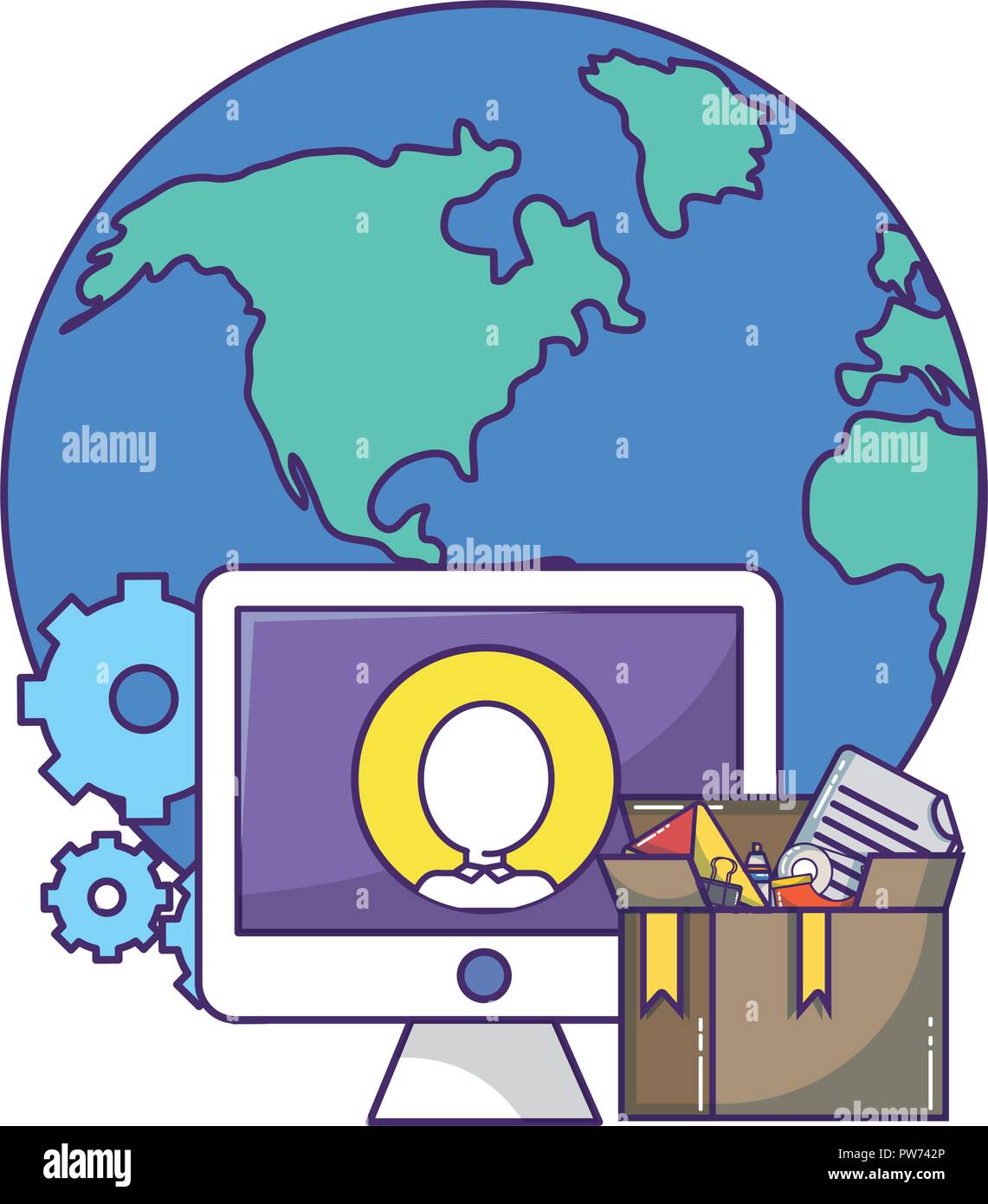 Pc world business sign Stock Vector Images - Alamy