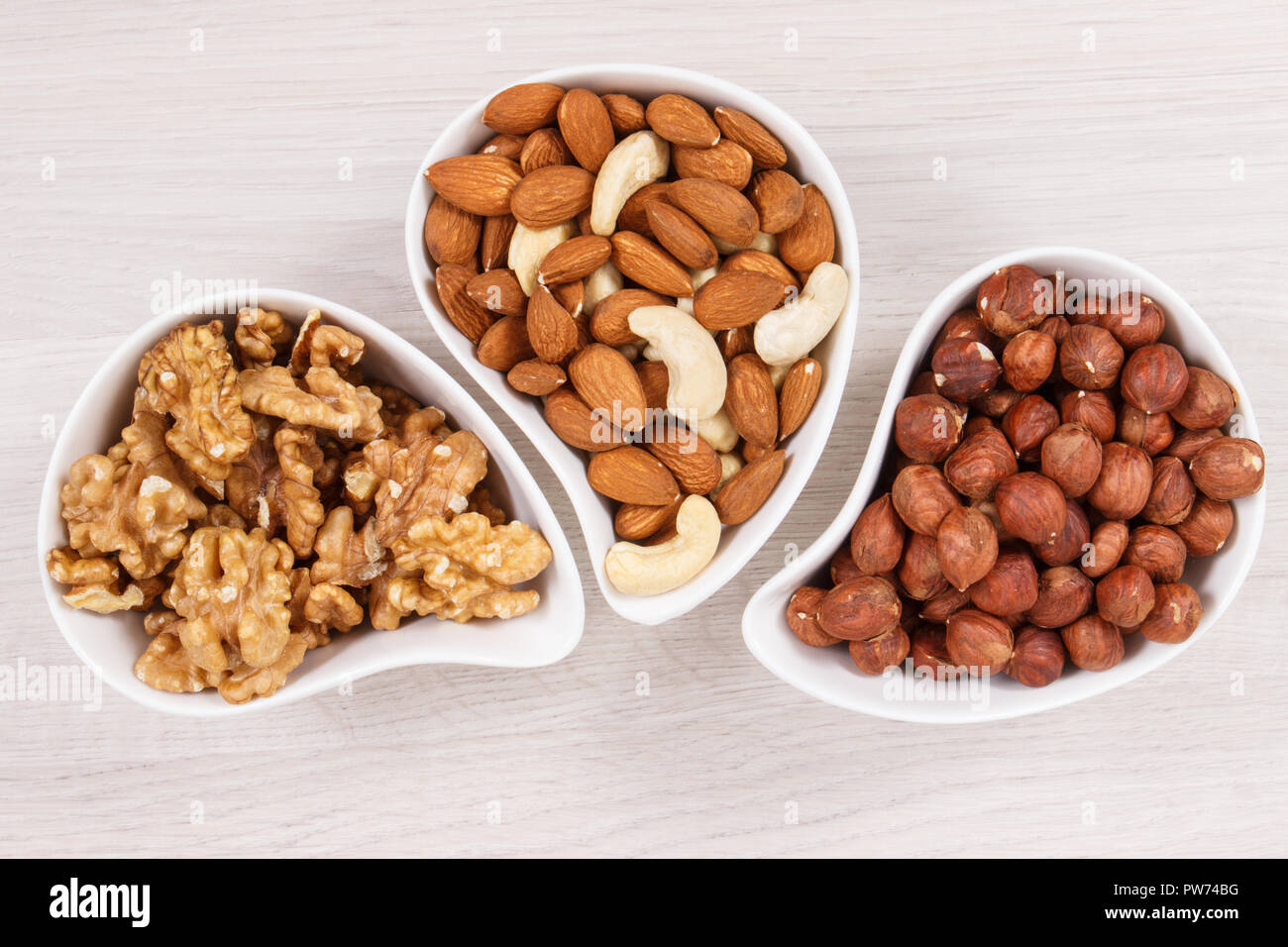 Healthy different nuts and almonds containing natural vitamin, minerals ...
