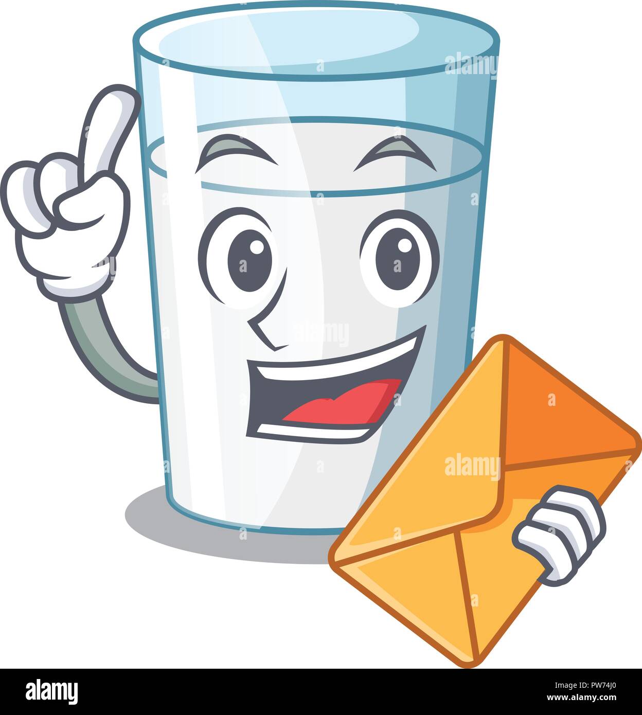 With envelope protein rich milk in cartoon glass Stock Vector Image ...