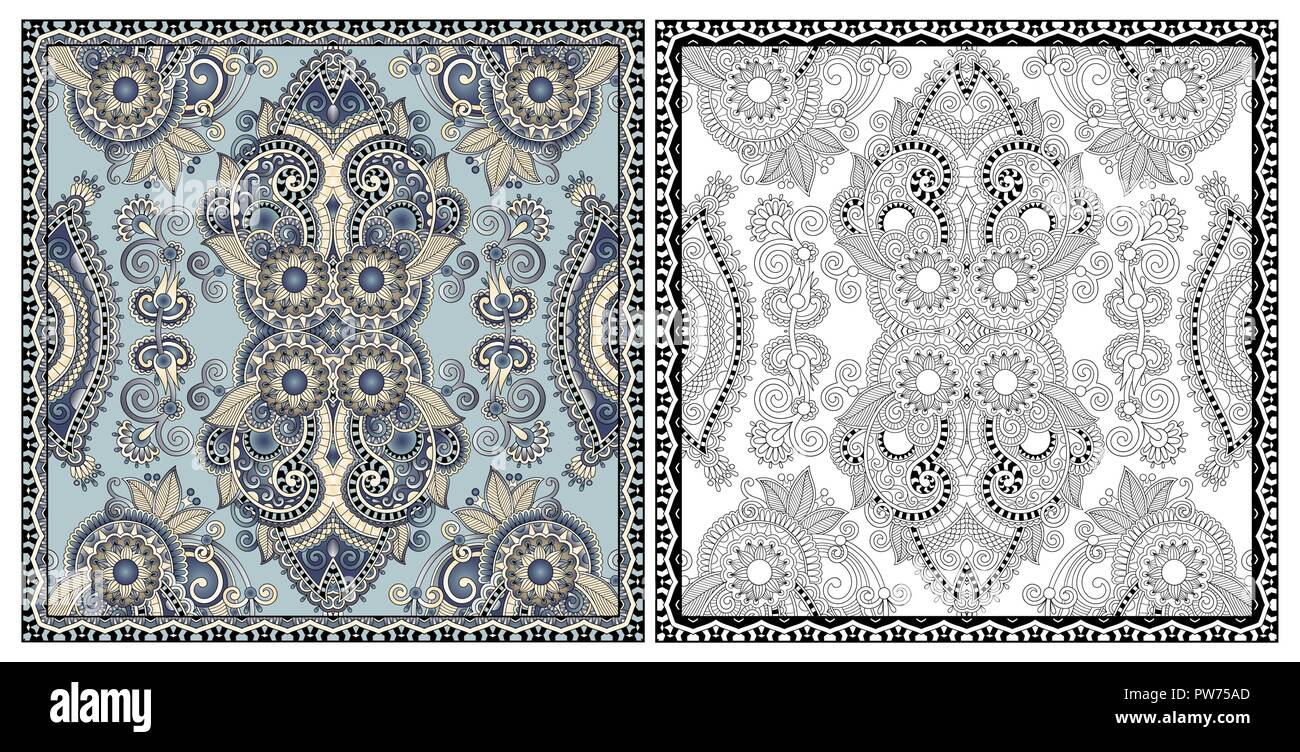 coloring pages, coloring book for adults, authentic carpet desig Stock ...
