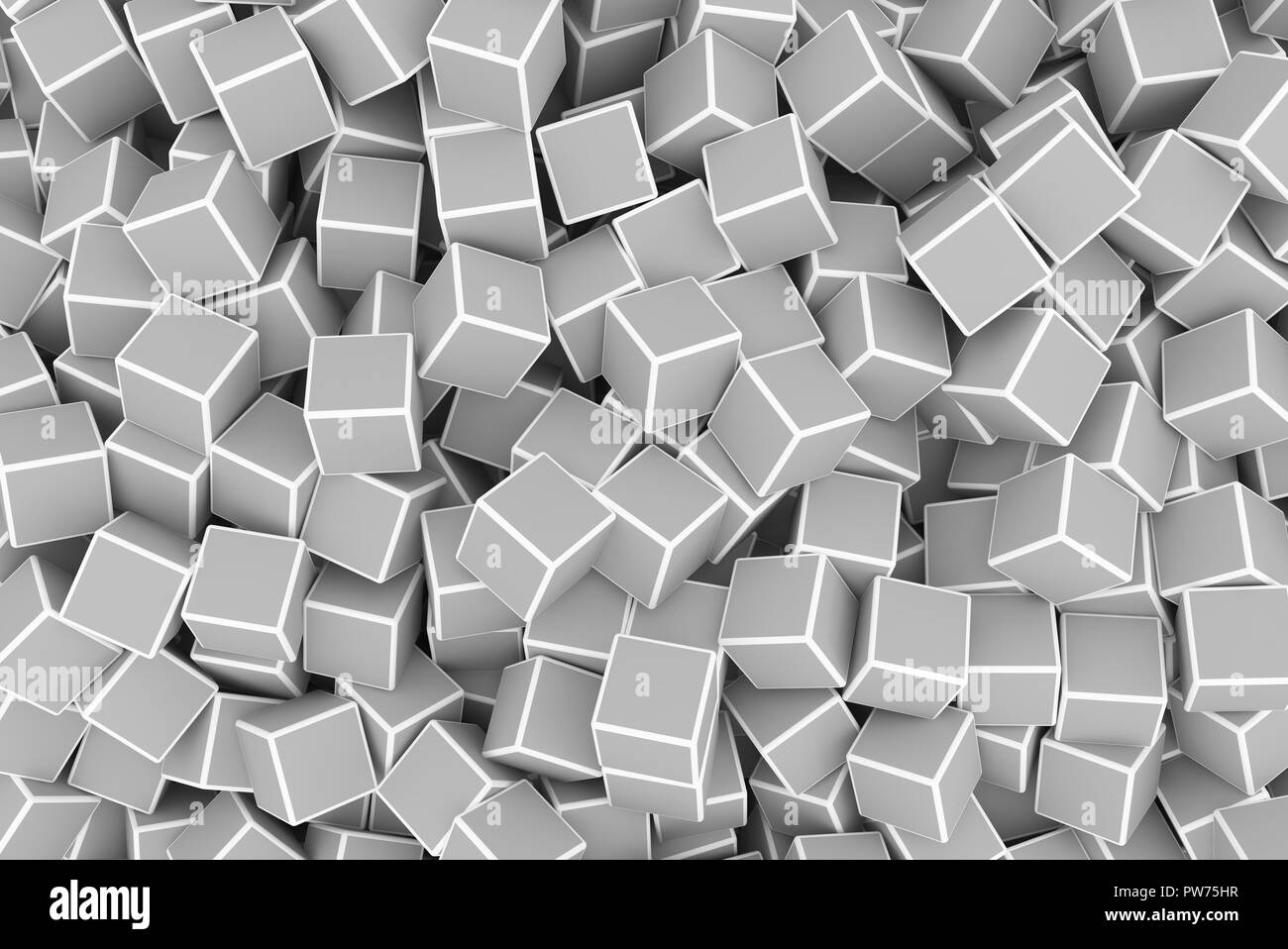 Chaotic grey 3d cubes background. 3d render illustration Stock Photo ...