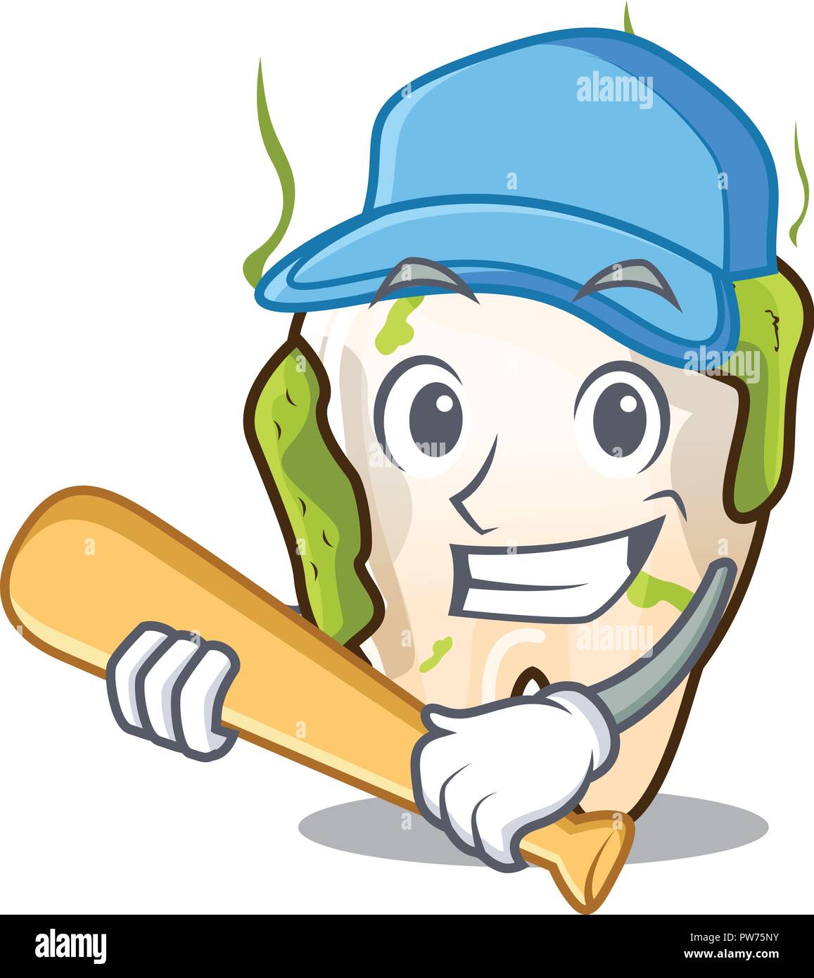 Playing baseball character unhealthy decayed teeth before ...