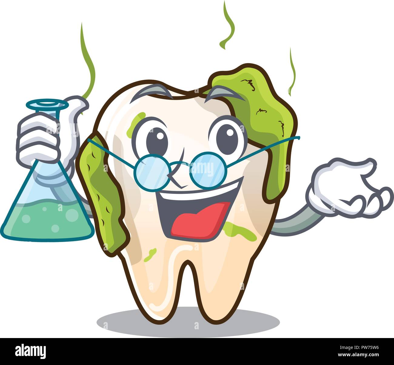 Professor cartoon unhealthy decayed teeth in mouth Stock Vector Image ...