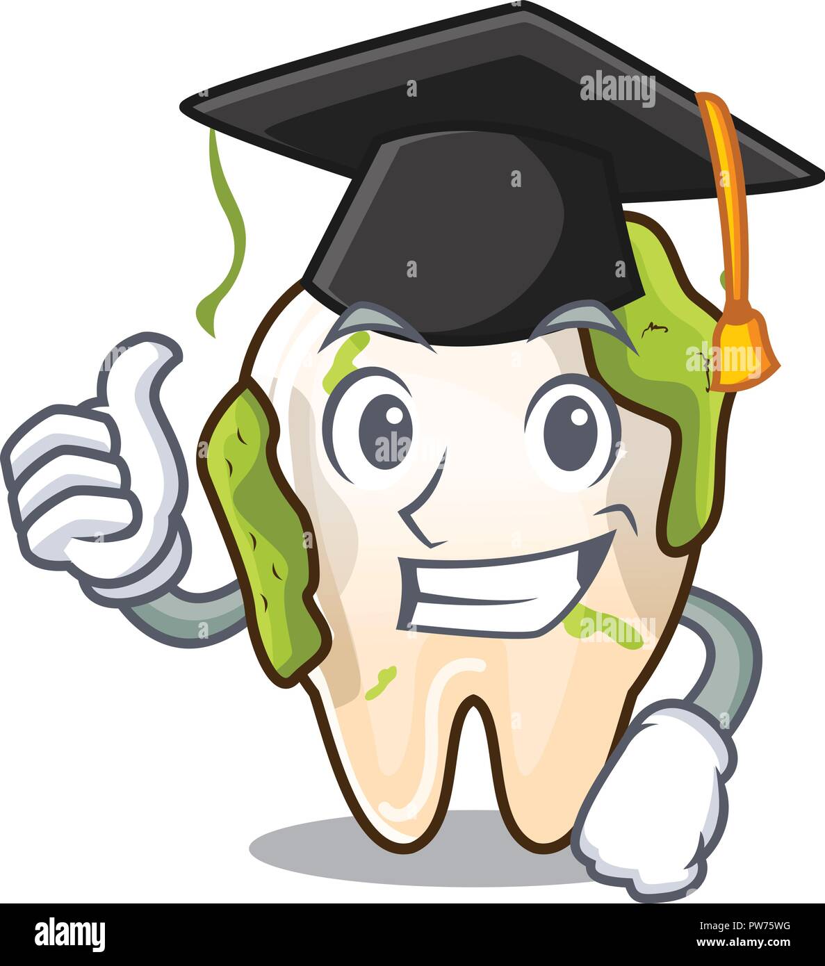 Graduation cartoon unhealthy decayed teeth in mouth Stock Vector Image ...