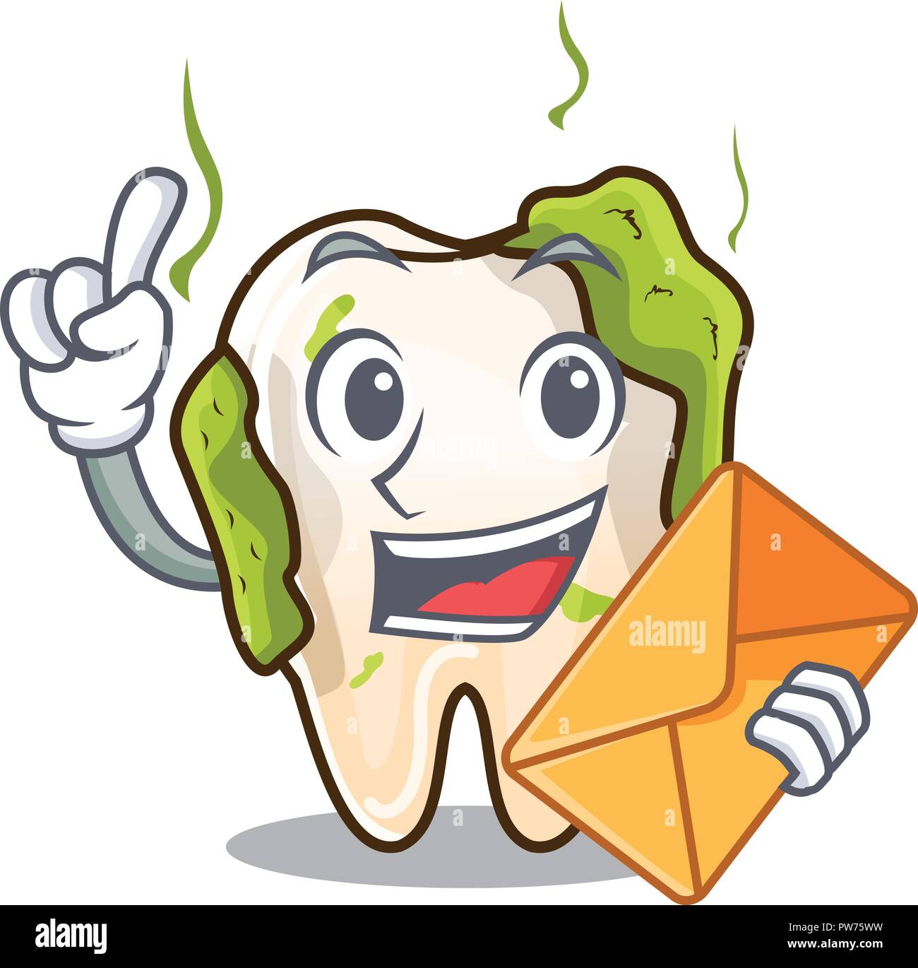 With envelope cartoon unhealthy decayed teeth in mouth Stock Vector ...