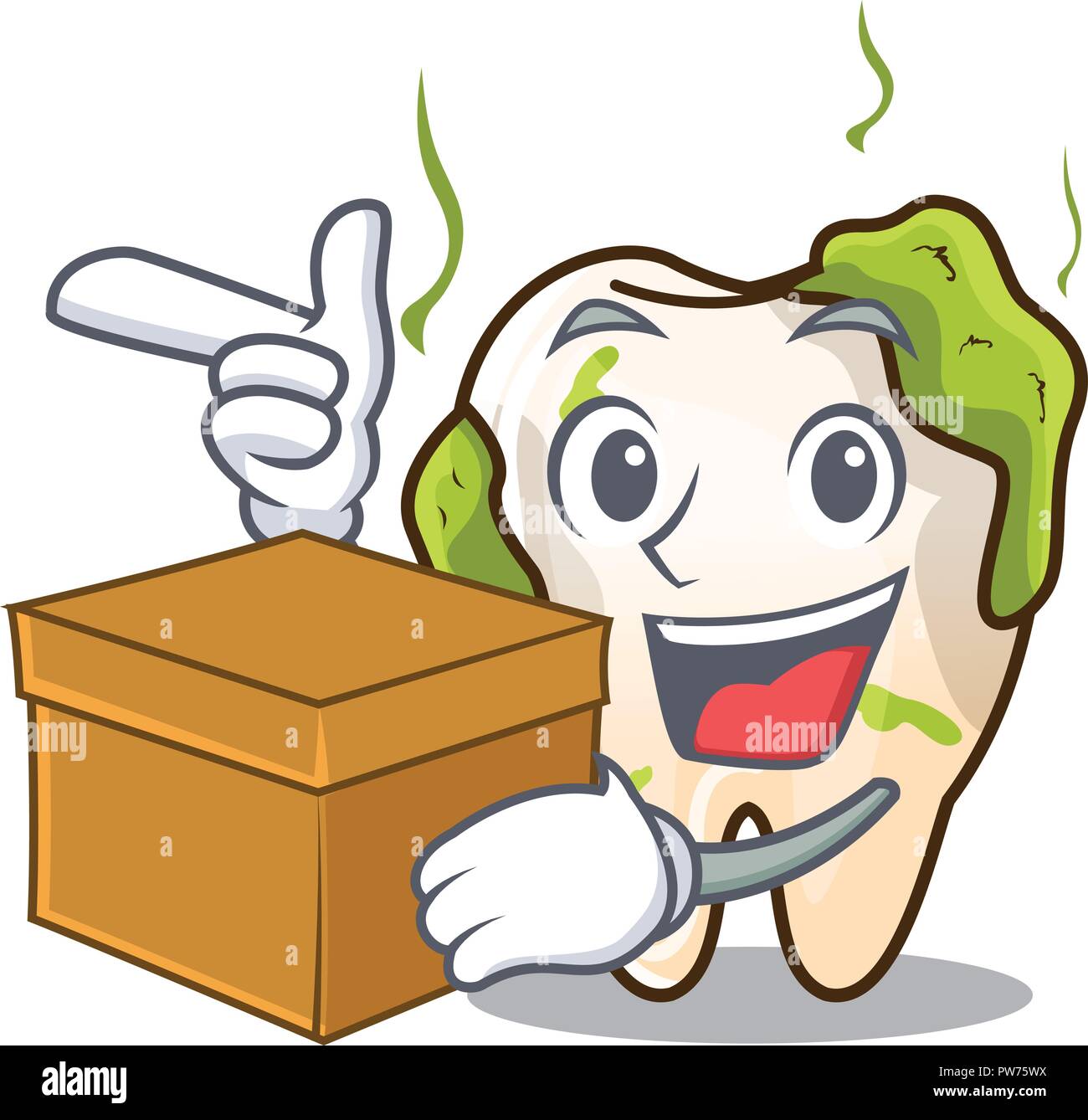 With box cartoon unhealthy decayed teeth in mouth Stock Vector Image ...