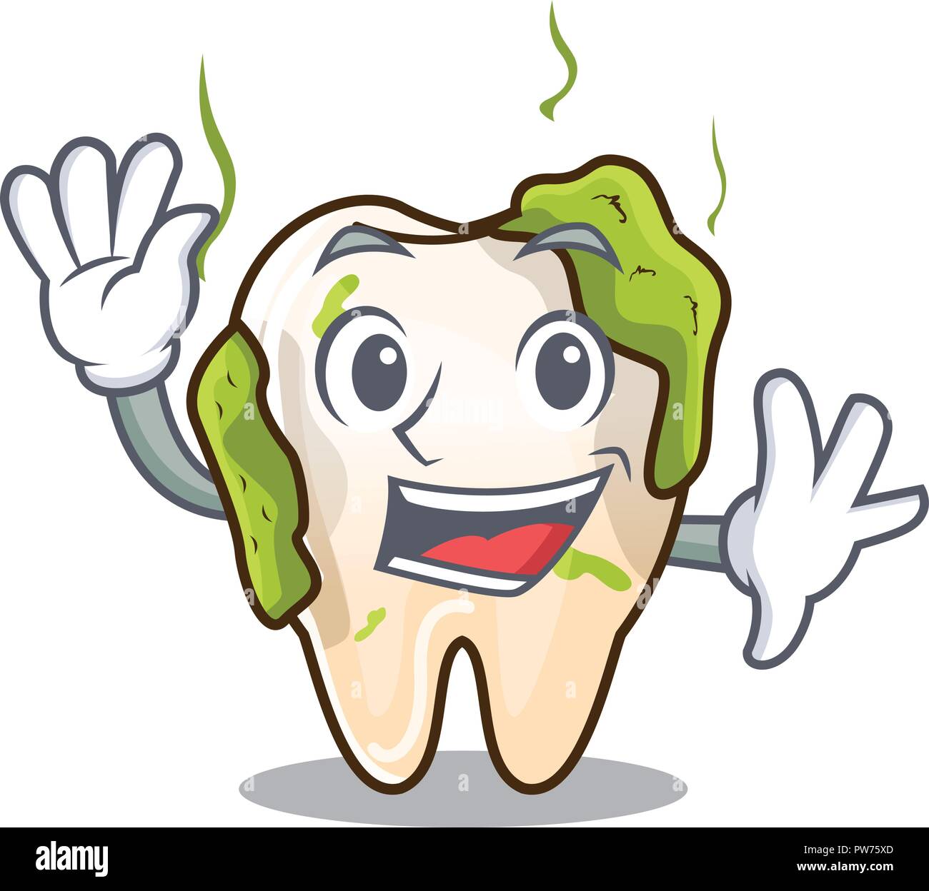 Waving cartoon unhealthy decayed teeth in mouth Stock Vector Image ...