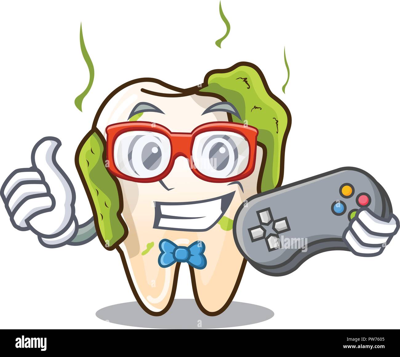 Gamer cartoon decayed tooth before restorative treatment Stock Vector ...