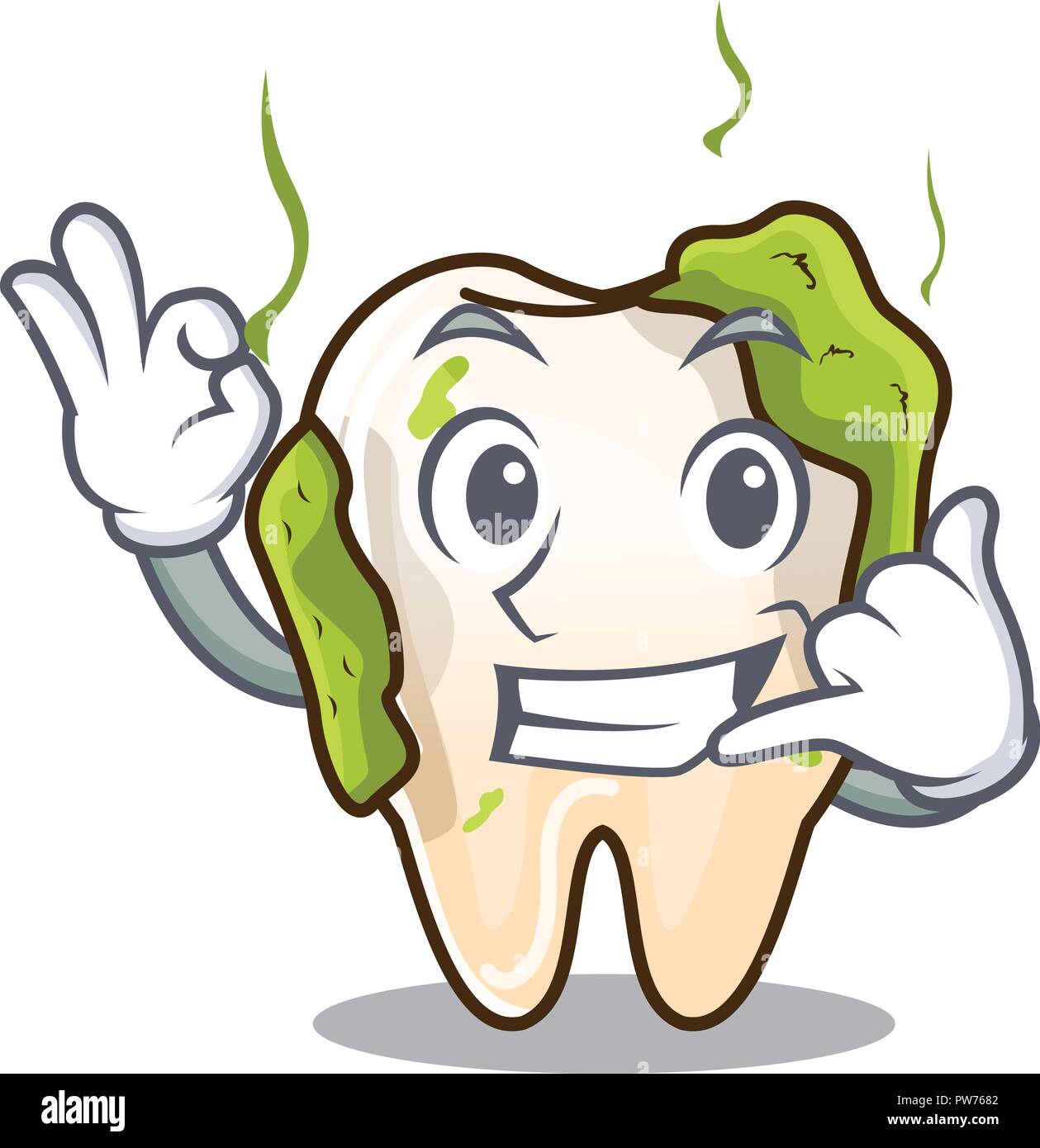 Call me cartoon decayed tooth with dental caries Stock Vector Image ...