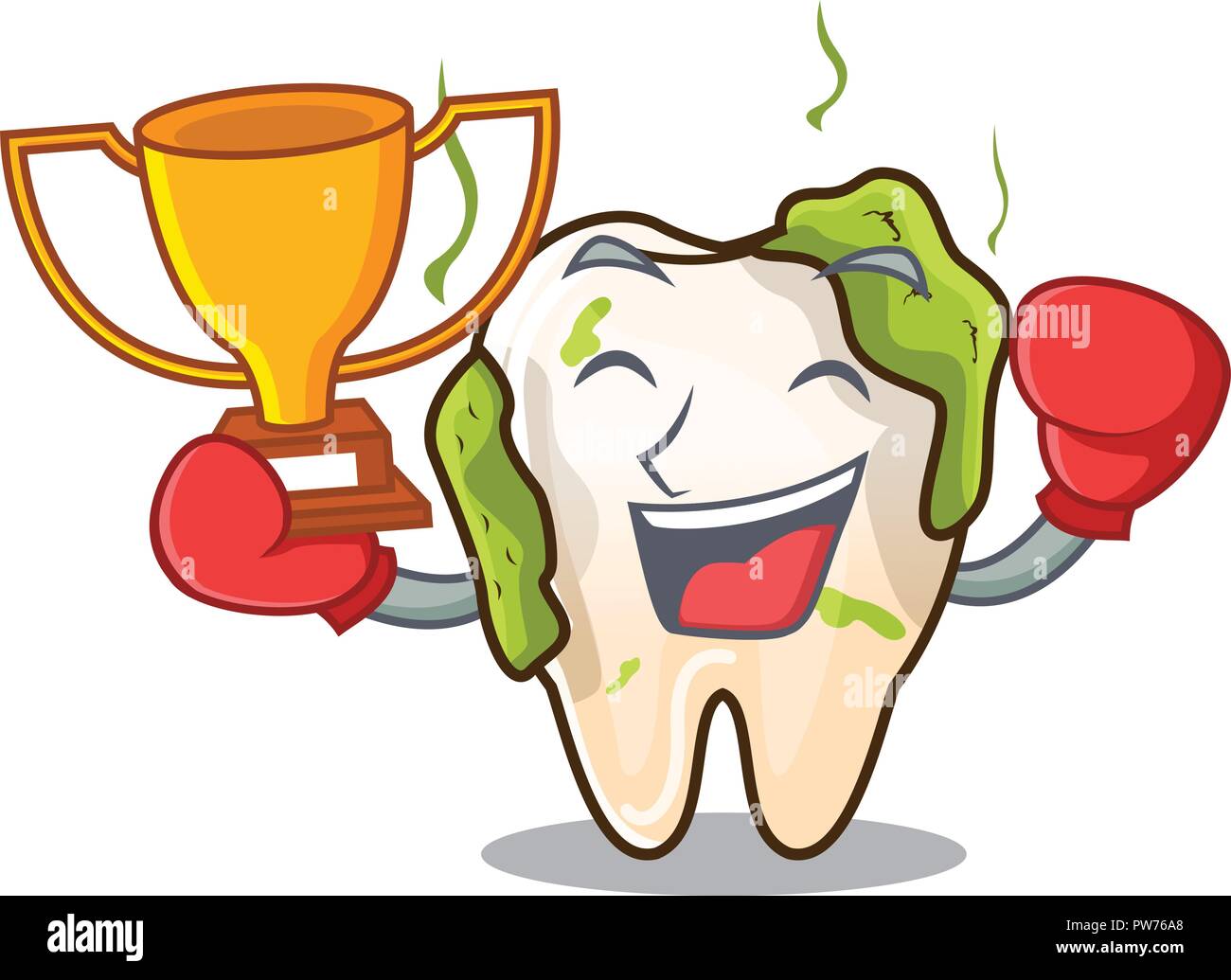 Boxing winner cartoon decayed tooth with dental caries Stock Vector ...