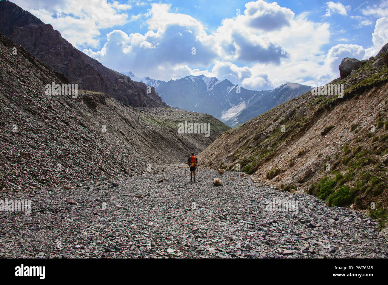 Trekking on the epic Heights of Alay route, Alay, Krygyzstan Stock ...