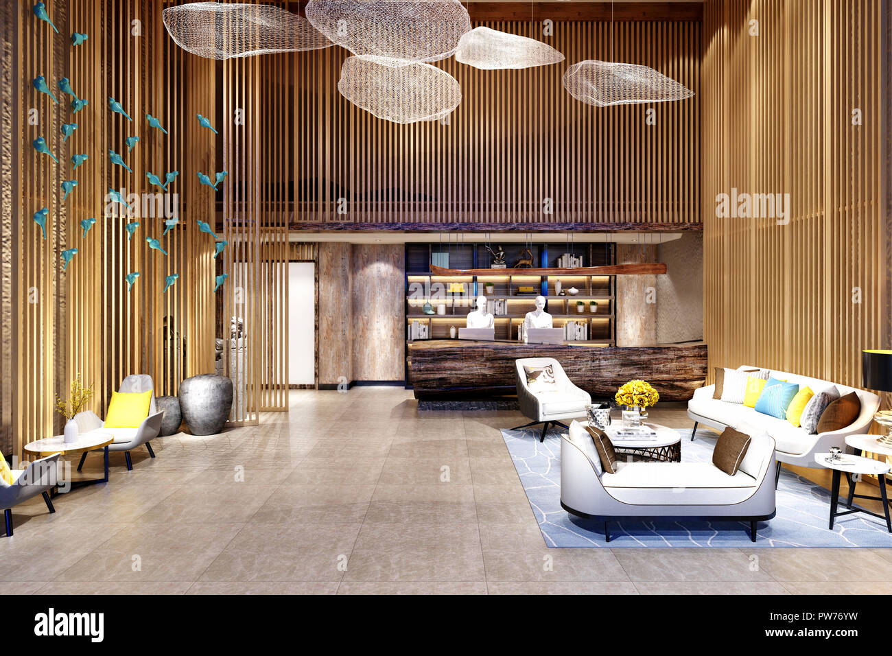 3d render of luxury lobby entrance Stock Photo - Alamy
