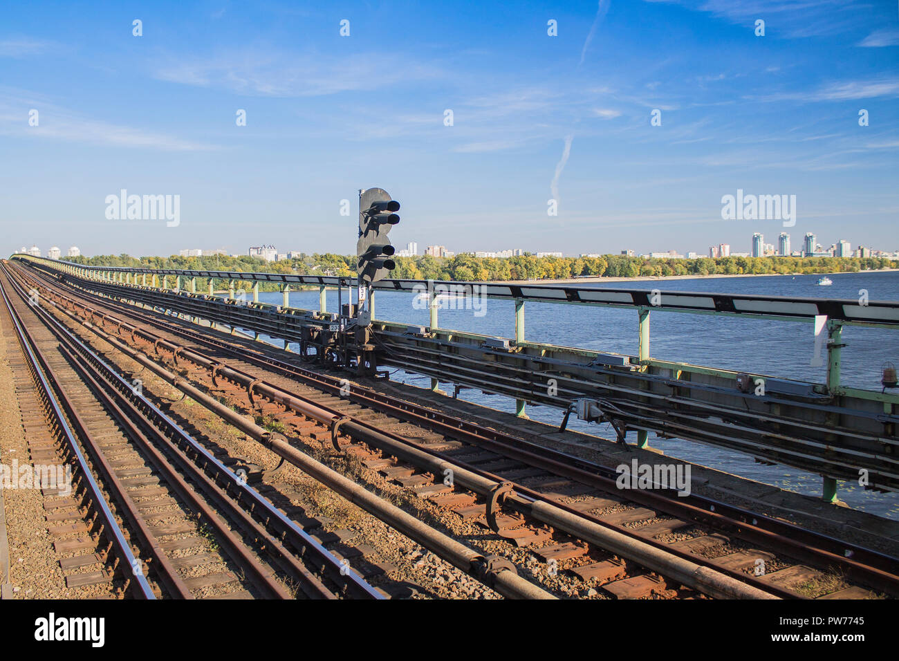Railroad urbanistic landscape. No people. Perspective view Stock Photo ...