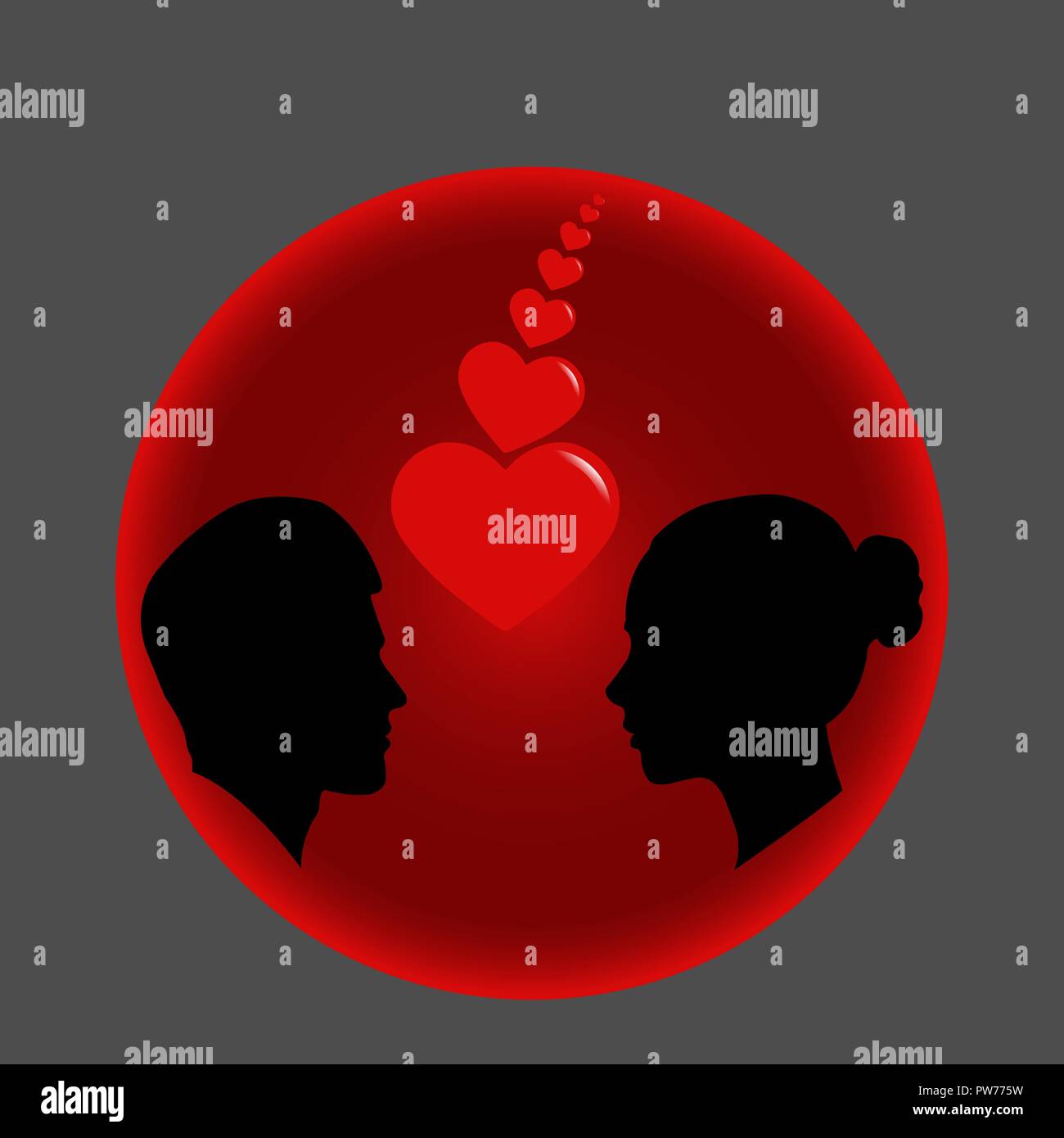 Conceptual drawing on the relationship between a man and a woman Stock ...