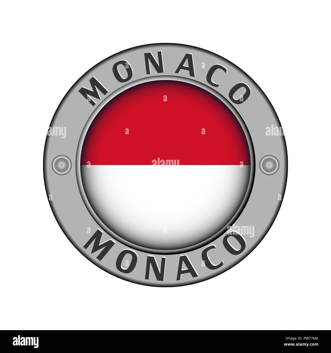 Round metal medallion with the name of the country of Monaco and a ...