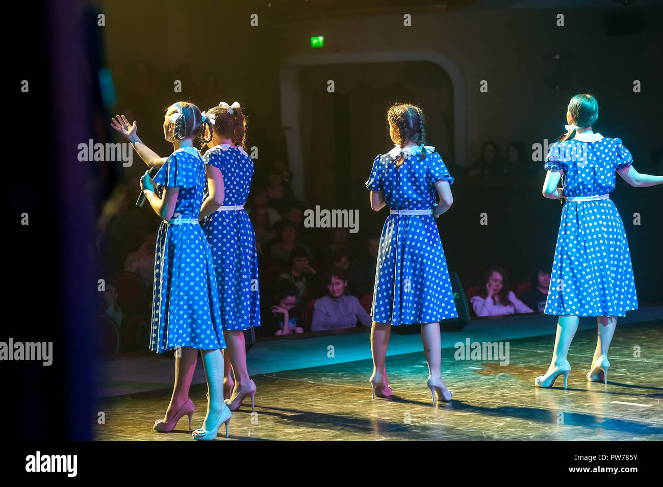 Microphone stage talent lady female woman girl hi-res stock photography ...