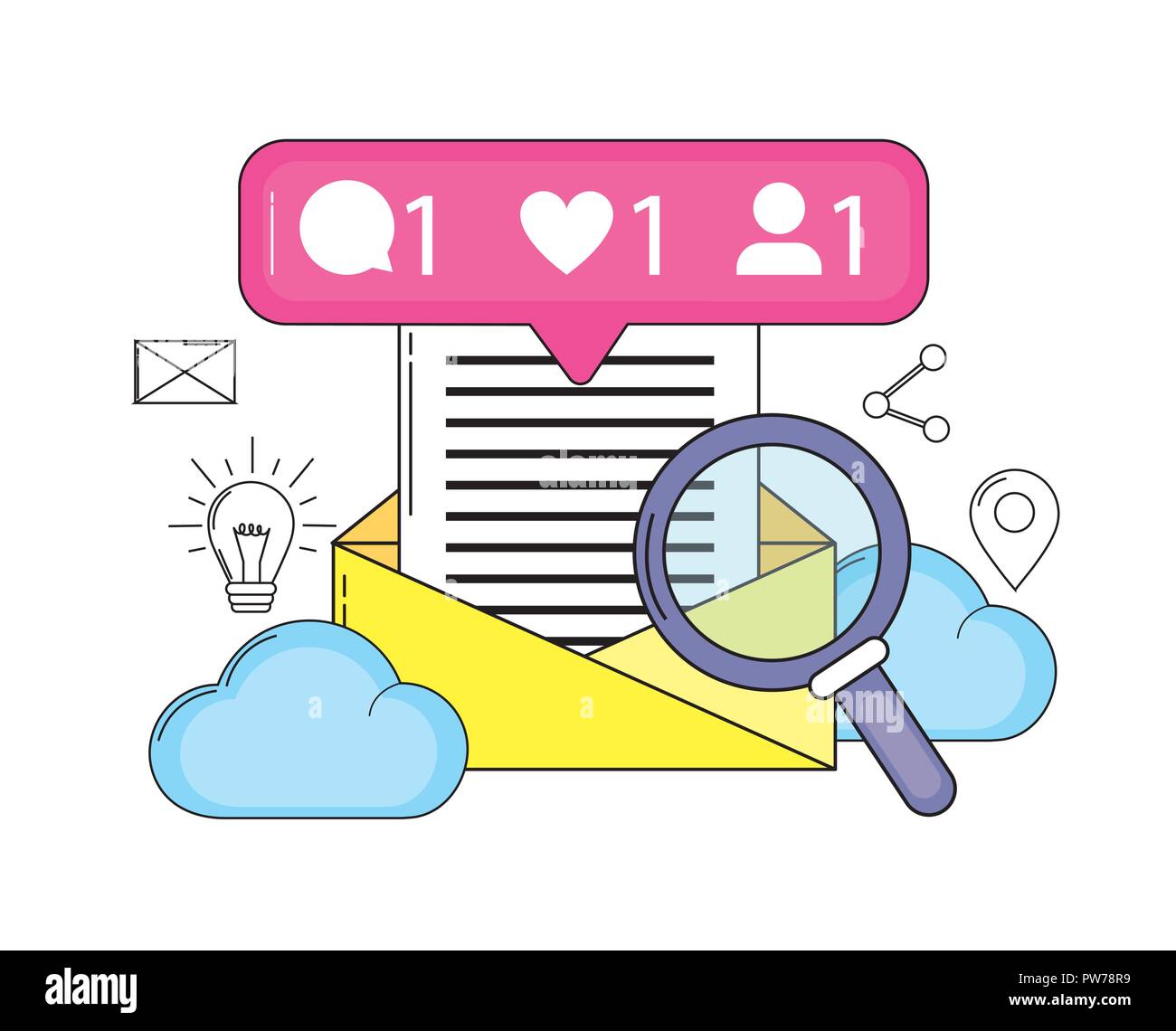 social message and cloud media connection Stock Vector Image & Art - Alamy