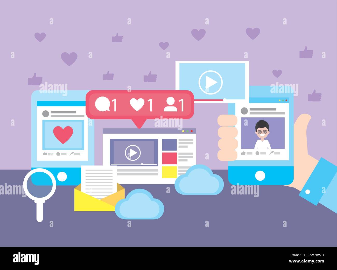 Social media upload share Stock Vector Images - Alamy