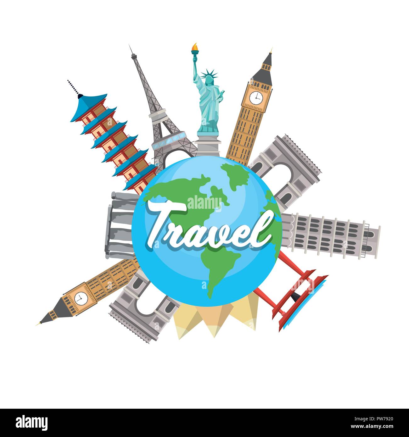 towers destination travel and global map Stock Vector Image & Art - Alamy