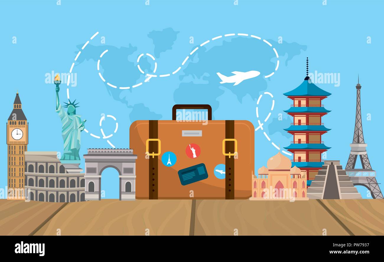 travel briefcase with fun destination tourist Stock Vector Image & Art ...