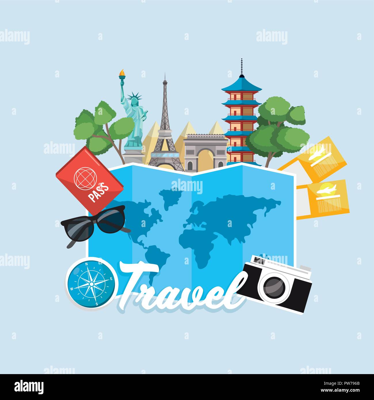 global map and international tour destination Stock Vector Image & Art ...