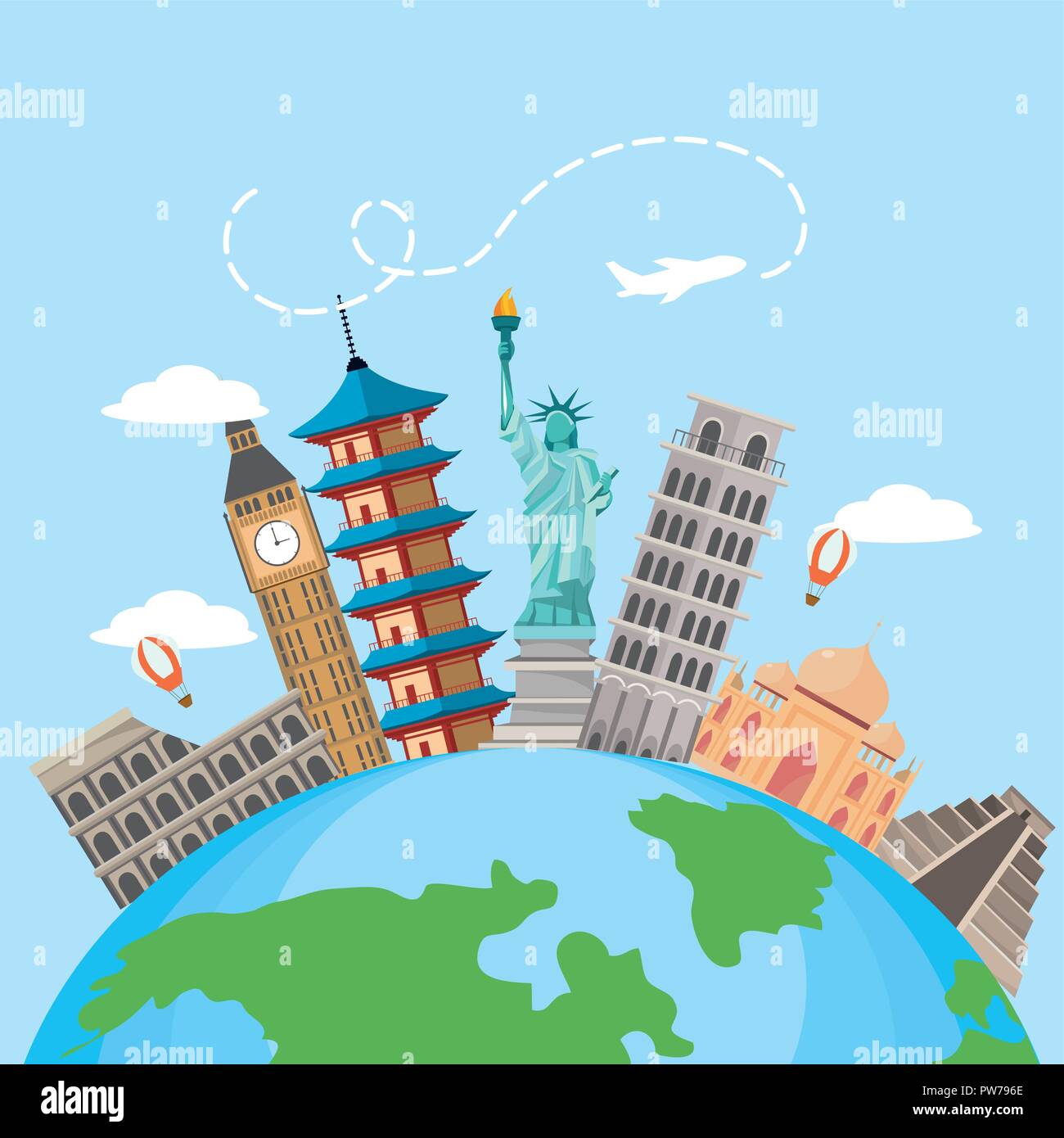 global map with international place destination Stock Vector Image ...