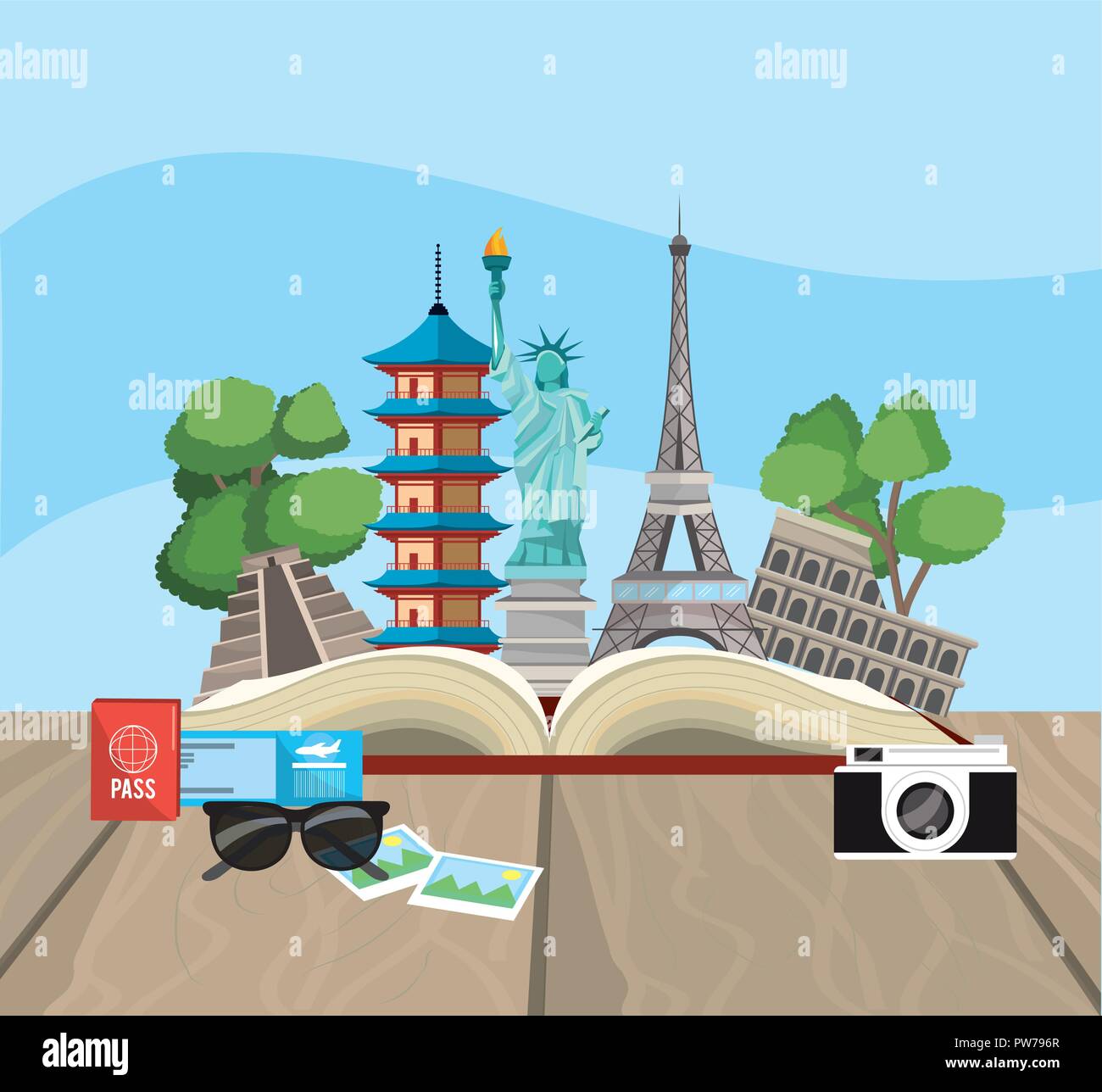 book with global travel place destination Stock Vector Image & Art - Alamy