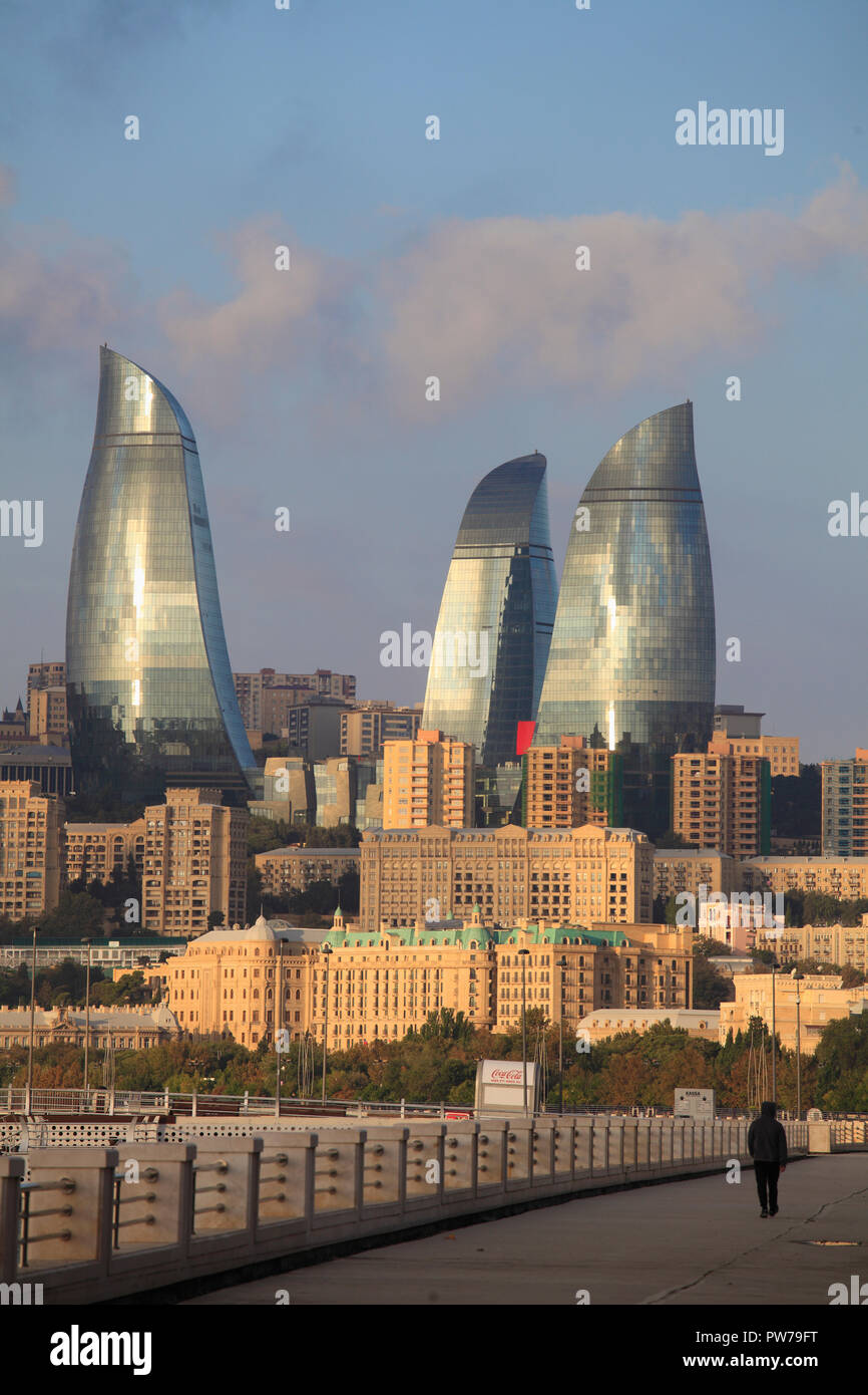Azerbaijan, Baku, skyline, Flame Towers Stock Photo - Alamy