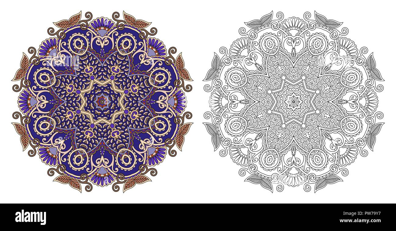 coloring pages, coloring book for adults, authentic carpet desig Stock ...