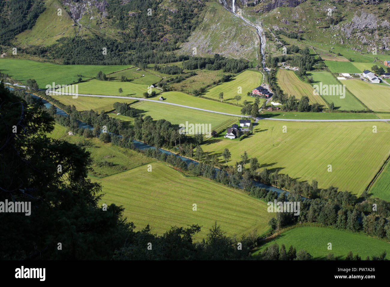 Ariel drone above park field green in residential area Stock Photo - Alamy