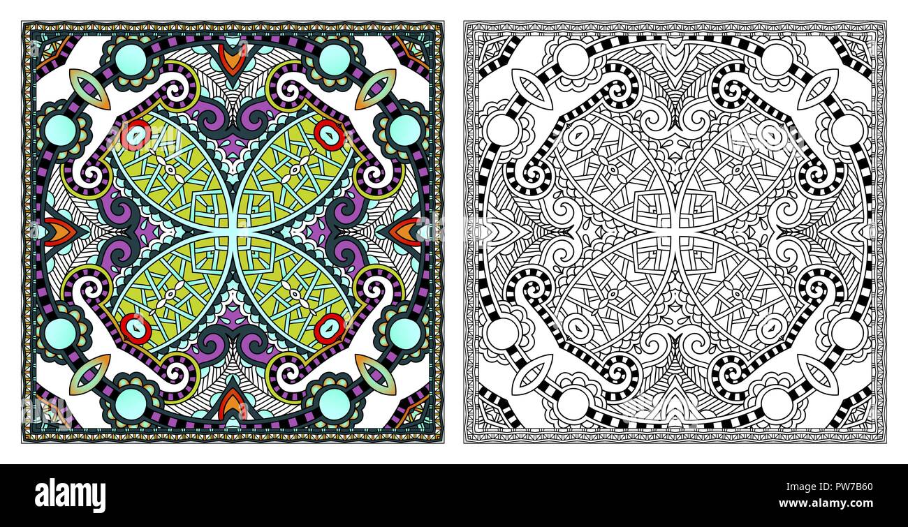 coloring pages, coloring book for adults, authentic carpet desig Stock ...