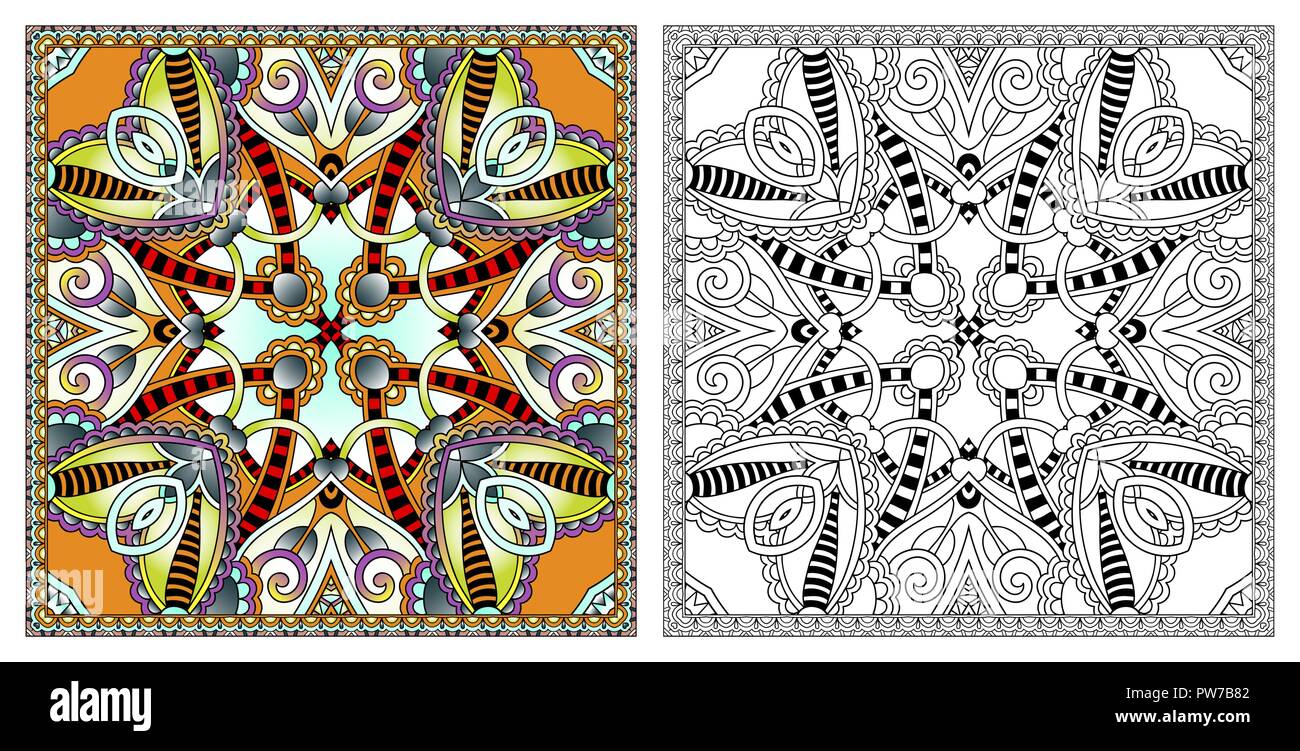 coloring pages, coloring book for adults, authentic carpet desig Stock ...