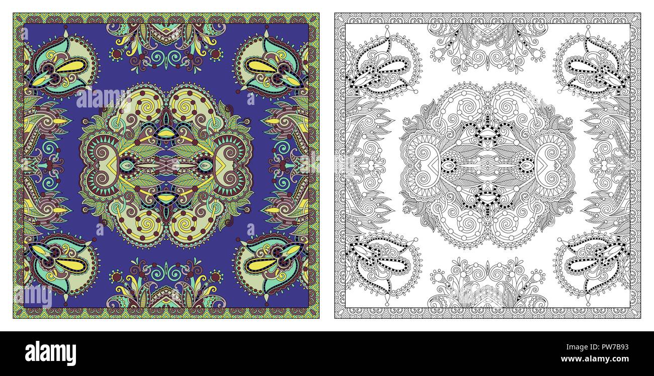 coloring pages, coloring book for adults, authentic carpet desig Stock ...