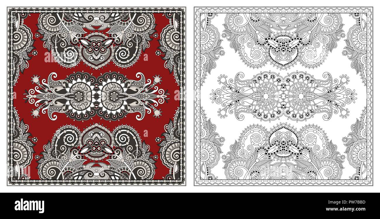 coloring pages, coloring book for adults, authentic carpet desig Stock ...