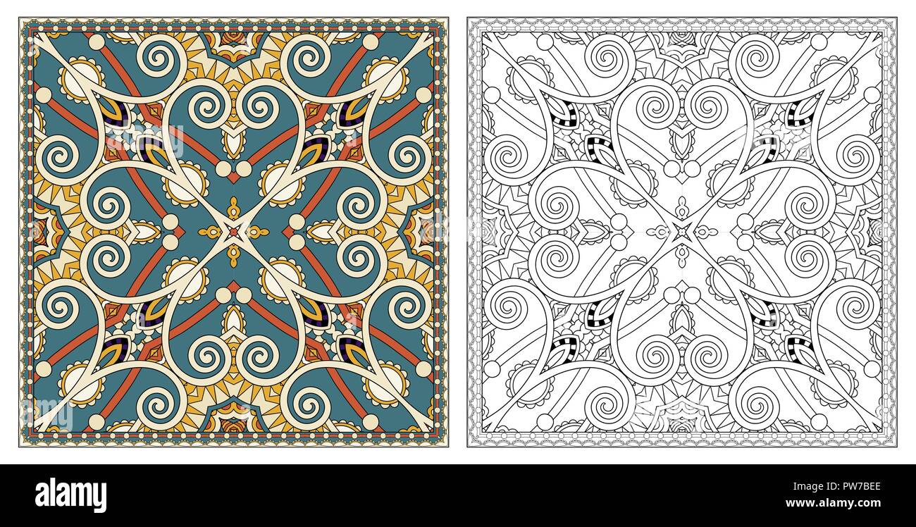 coloring pages, coloring book for adults, authentic carpet desig Stock ...
