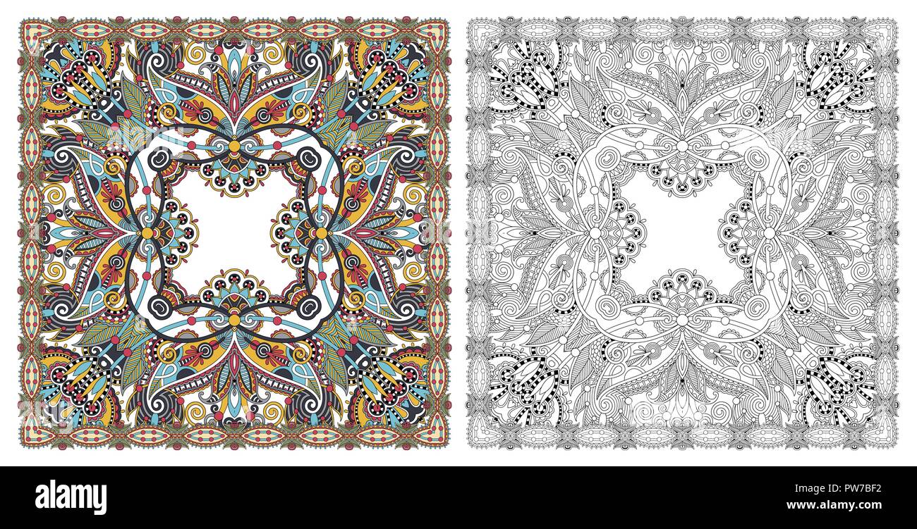 coloring pages, coloring book for adults, authentic carpet desig Stock ...