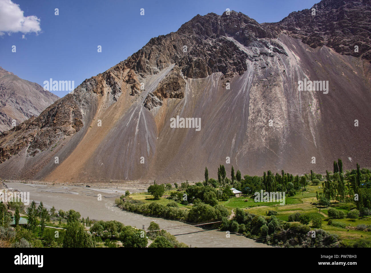 Beautiful village in the Bartang Valley, Pamirs, Tajikistan Stock Photo ...