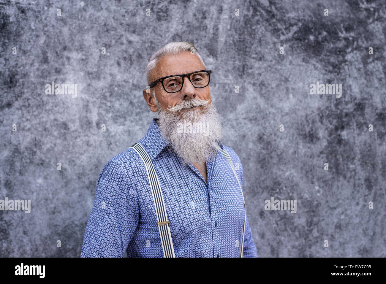 Handsome senior man portrait - Youthful and stylish man in the sixties ...