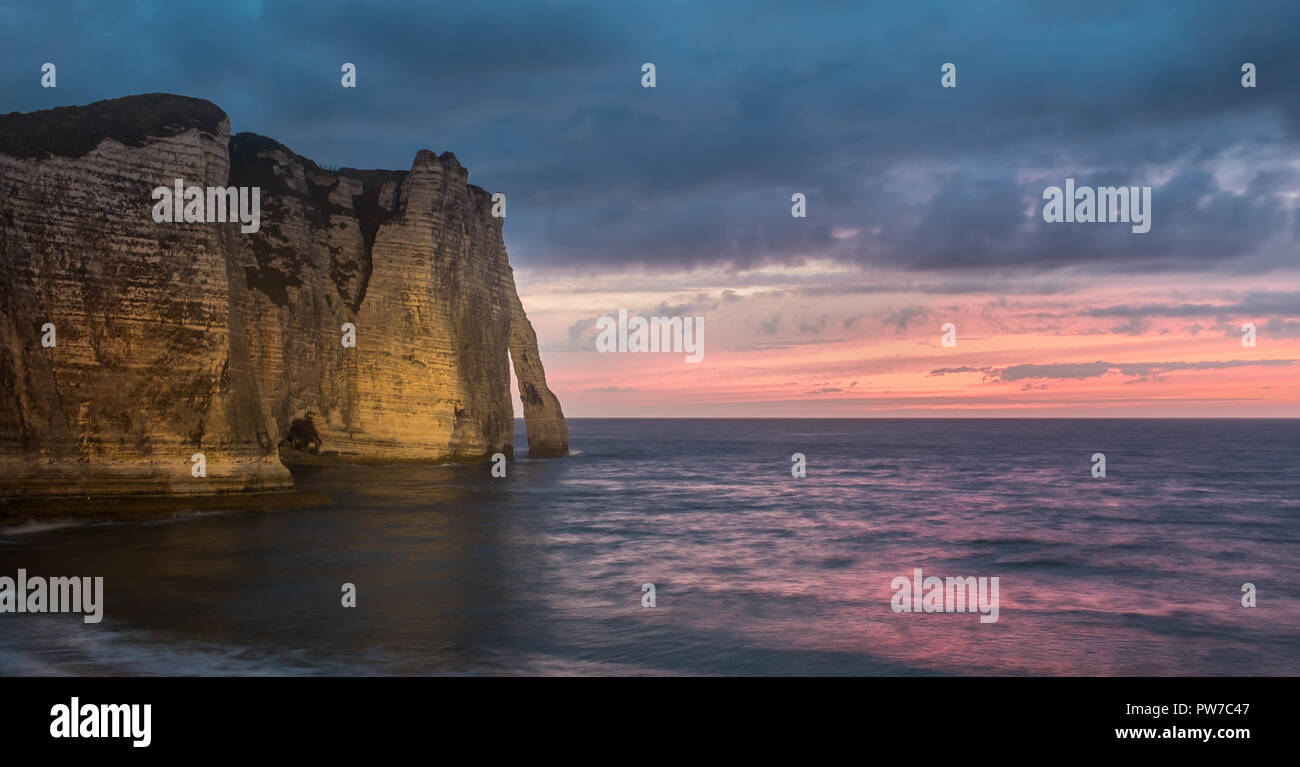 Cliffs of Etretat at sunset in Normandy, France Stock Photo - Alamy