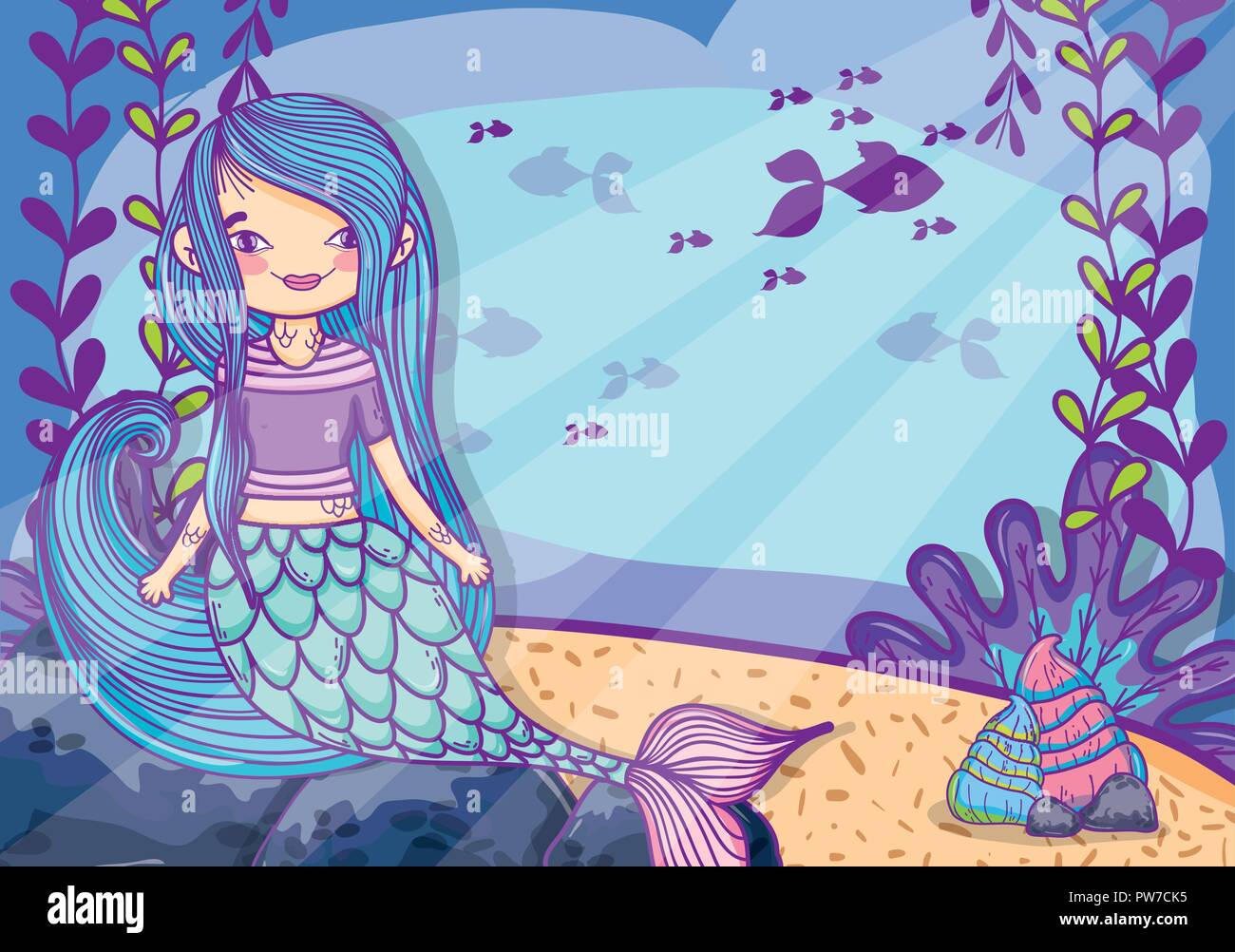 cute mermaid cartoon Stock Vector Image & Art - Alamy