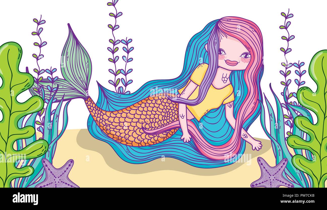cute mermaid cartoon Stock Vector Image & Art - Alamy