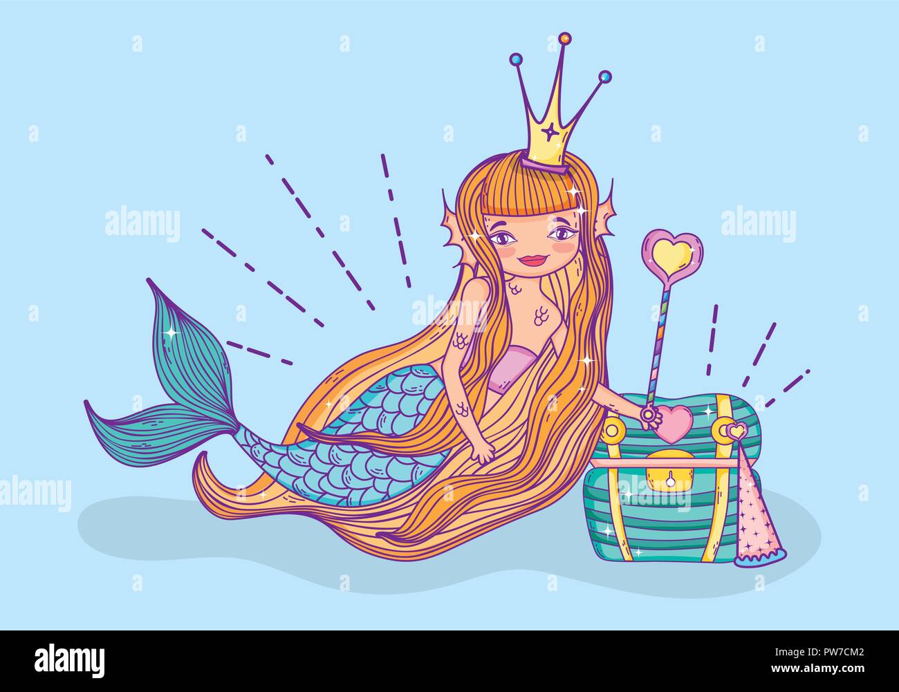 cute mermaid cartoon Stock Vector Image & Art - Alamy