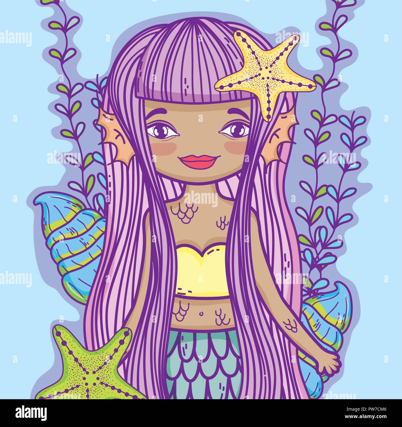 cute mermaid cartoon Stock Vector Image & Art - Alamy